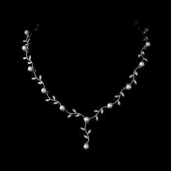 Pearl Vine Bridal Necklace Gold Ivory or Silver White